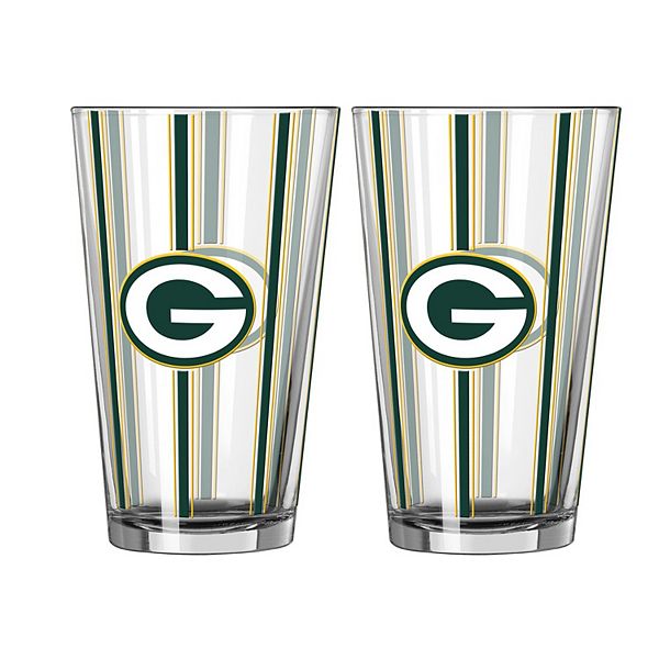 Logo Brands Green Bay Packers Two-Piece 16oz. Striped Pint Glass Set