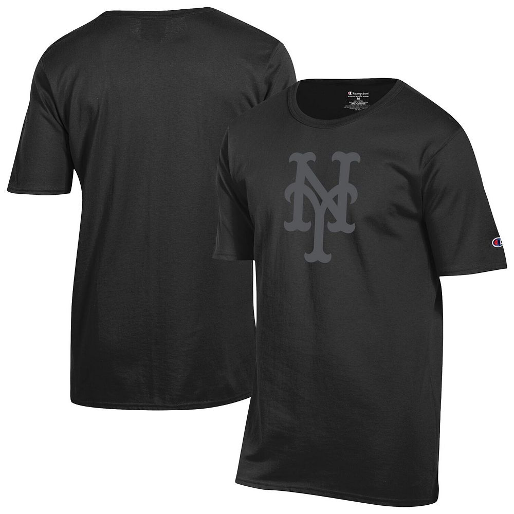 Men's Champion Black New York Mets Tonal Logo T-Shirt