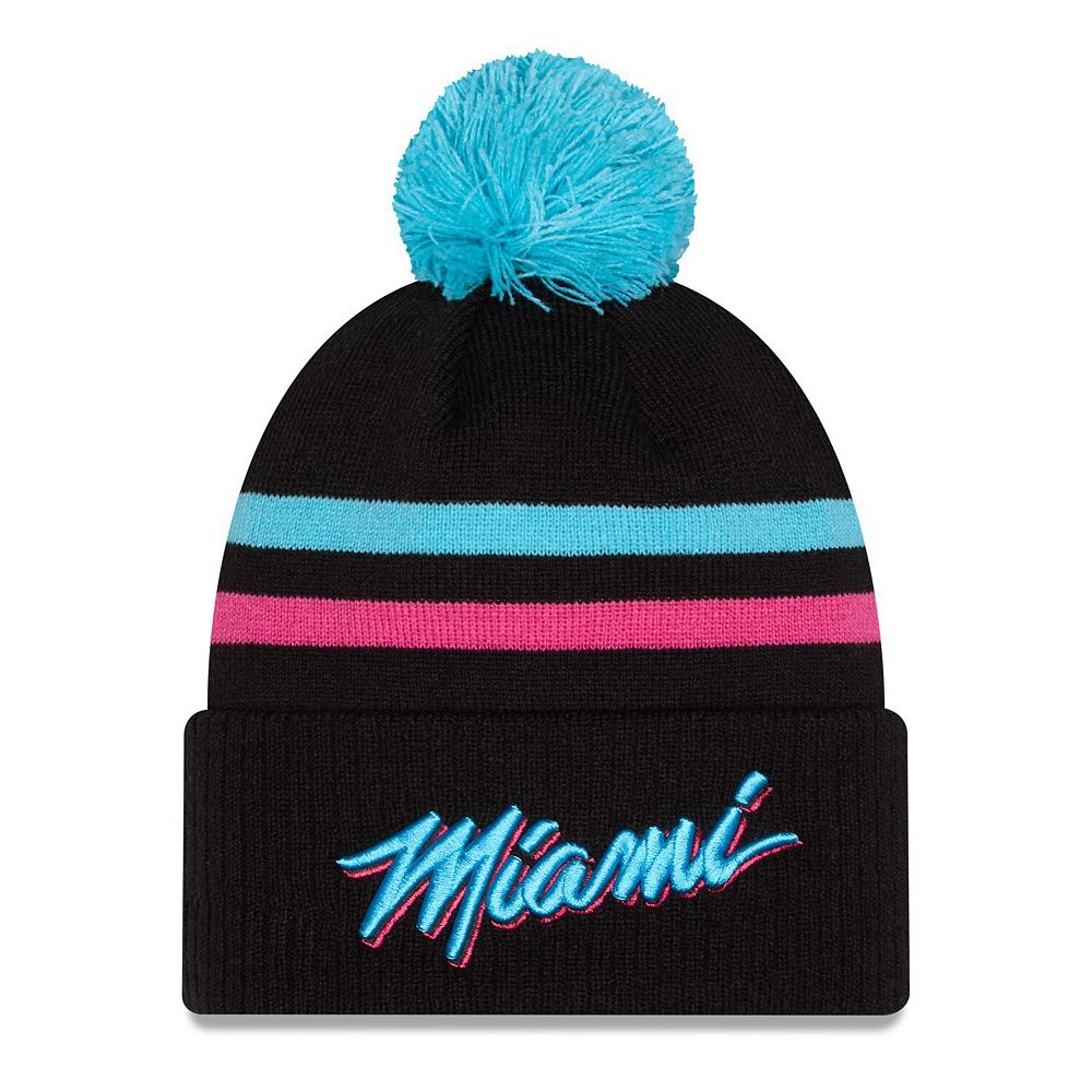 Men's New Era Black/Turquoise Miami Heat 2025/26 City Edition Cuffed ...