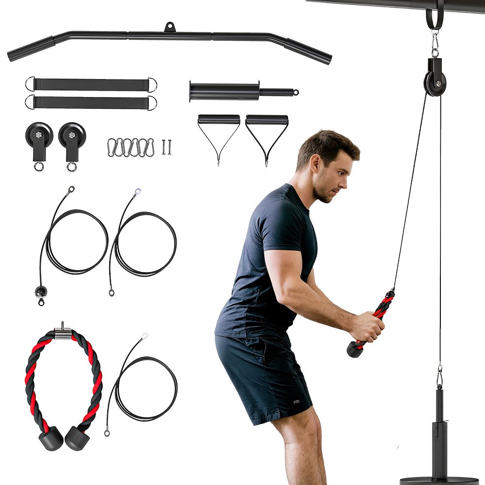 Soozier Weight Cable Pulley System for LAT Pull Down, Biceps Curl
