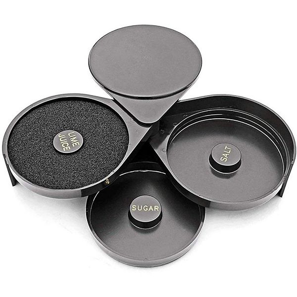 3 Tier Glass Rimmer Set for Cocktails, Margarita Salt and Spice Container