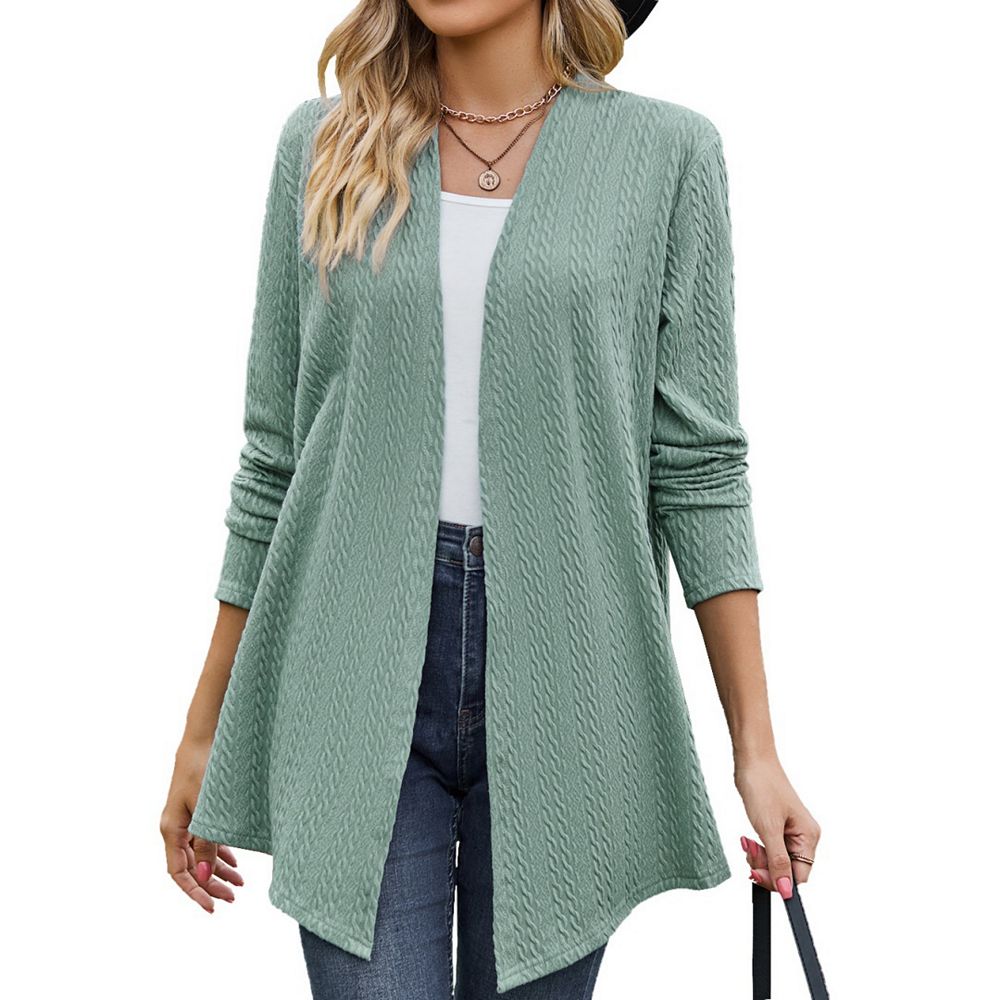 Women's Long Sleeve Cardigan Casual Lightweight Knit Open Front Fashion ...