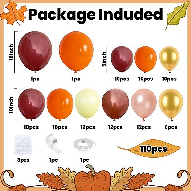 FunHot Fall Balloon Arch Kit with Orange, Burgundy, Gold & Metallic ...