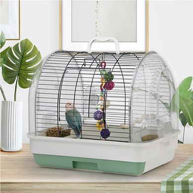 Travel Bird Cage Carrier, Portable Travel Parrot Metal Cage with 2 ...