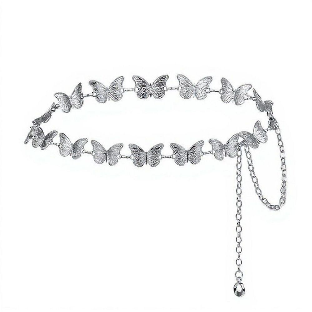 Women's Rhinestone Butterfly Chain Belt with Adjustable Link and ...