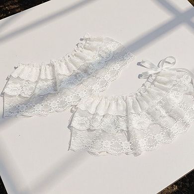 Women's Ruffled Lace Overlay Waist Belt with Scalloped Hem and Ribbon ...