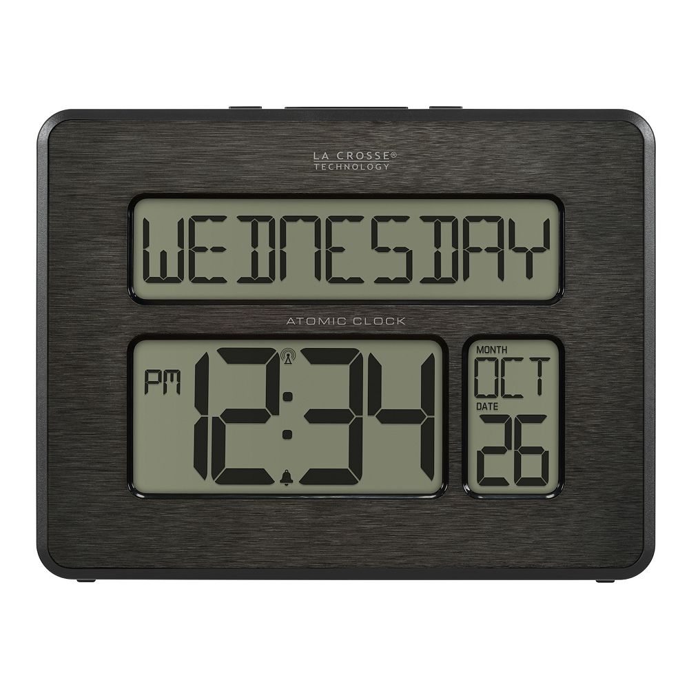 La Crosse Technology Black Digital Atomic Clock with Calendar & Indoor ...