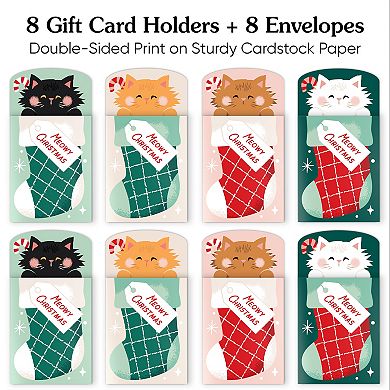 Big Dot of Happiness Cat Christmas Gift Card Holders with Envelopes ...