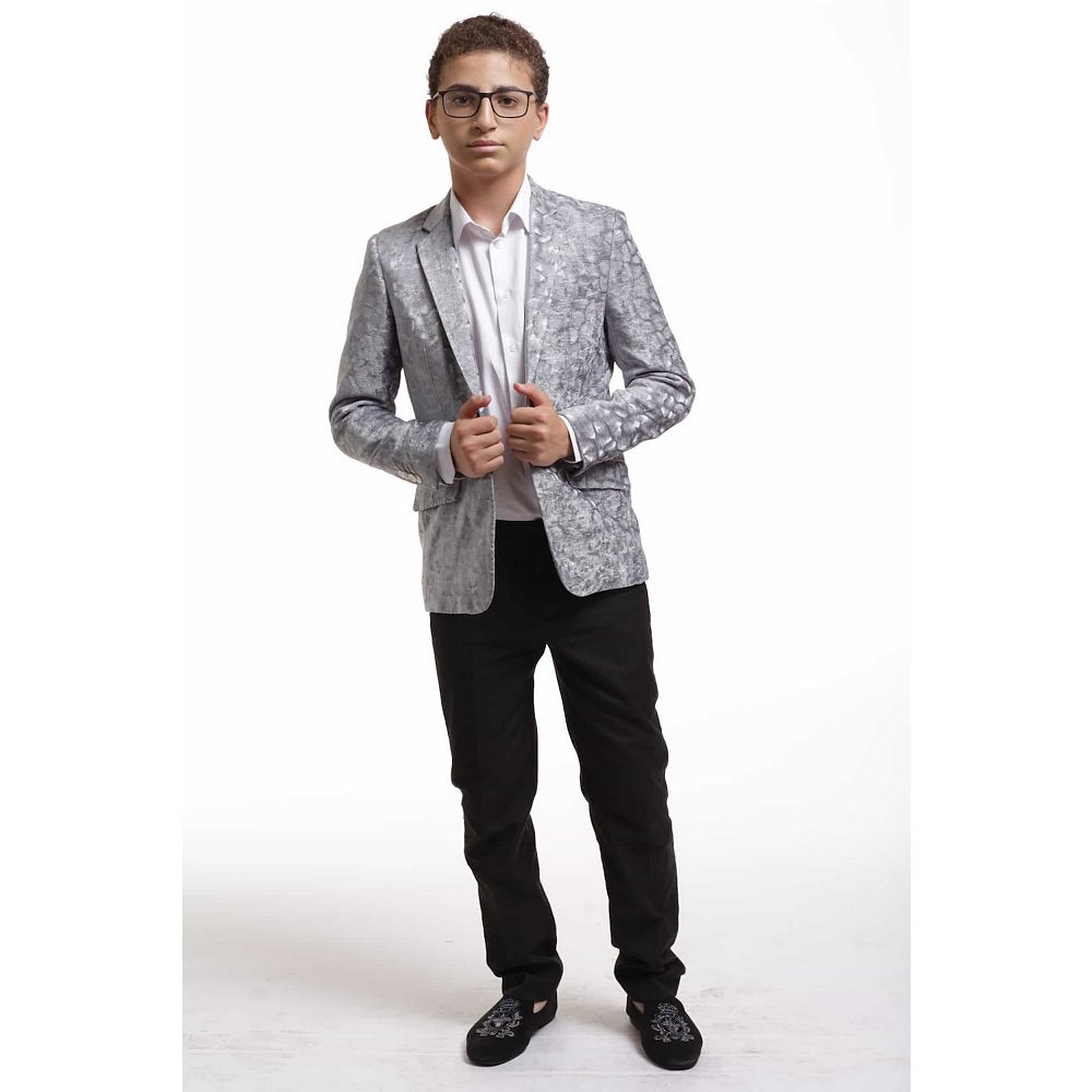 Elie Balleh Boys Slim Fit Crushed Velvet Blazer Jacket