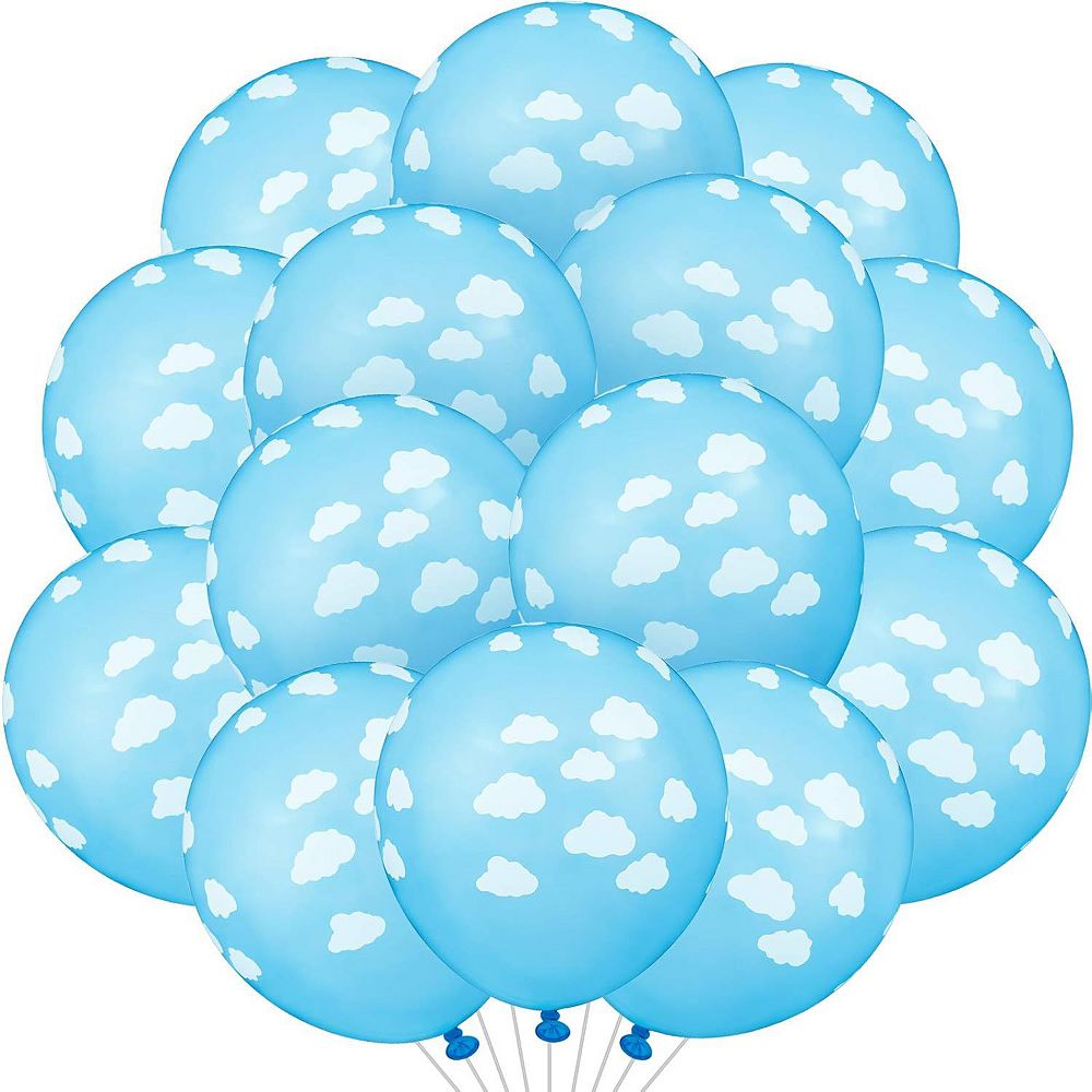 36 Pieces Blue Cloud 12 Inch Latex Balloons in Light Blue and White for ...