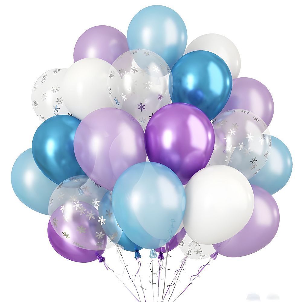 60 Pcs Frozen Theme Balloons with Snow Confetti for Girls Birthday Baby ...