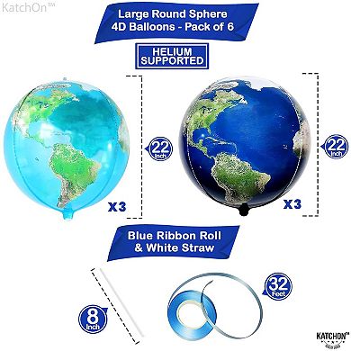 6Pack 22Inch Globe Balloons Earth World Map Balloons For Travel Party ...