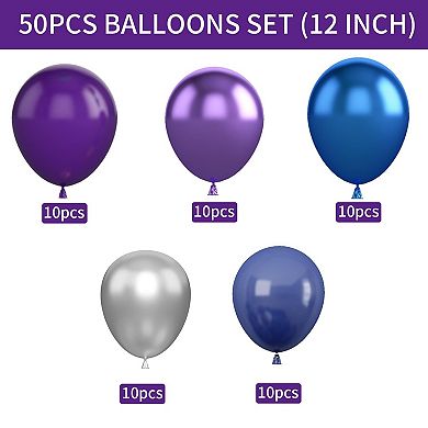 50 Pcs 10 Inch Purple and Blue Space Theme Balloons for Birthday Baby ...