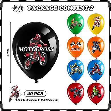 48 Pcs Dirt Bike Balloons Party Decor Motocross Race Theme Checkered ...