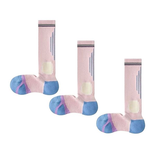 Women's 3-Pair Set Colorblock Athletic Knee-High Socks with Cushioned ...