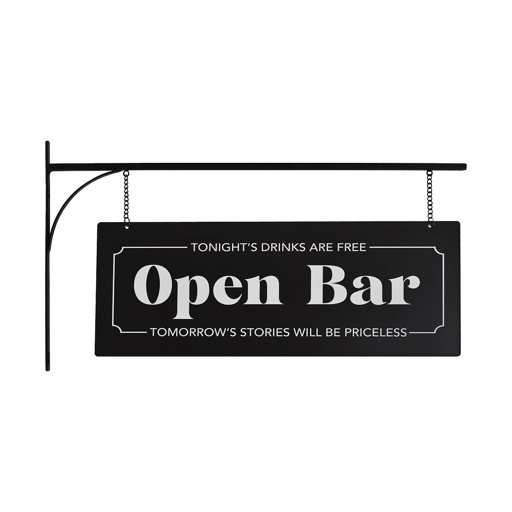 American Art Décor Double-Sided Open Bar Metal Sign Wall Decor