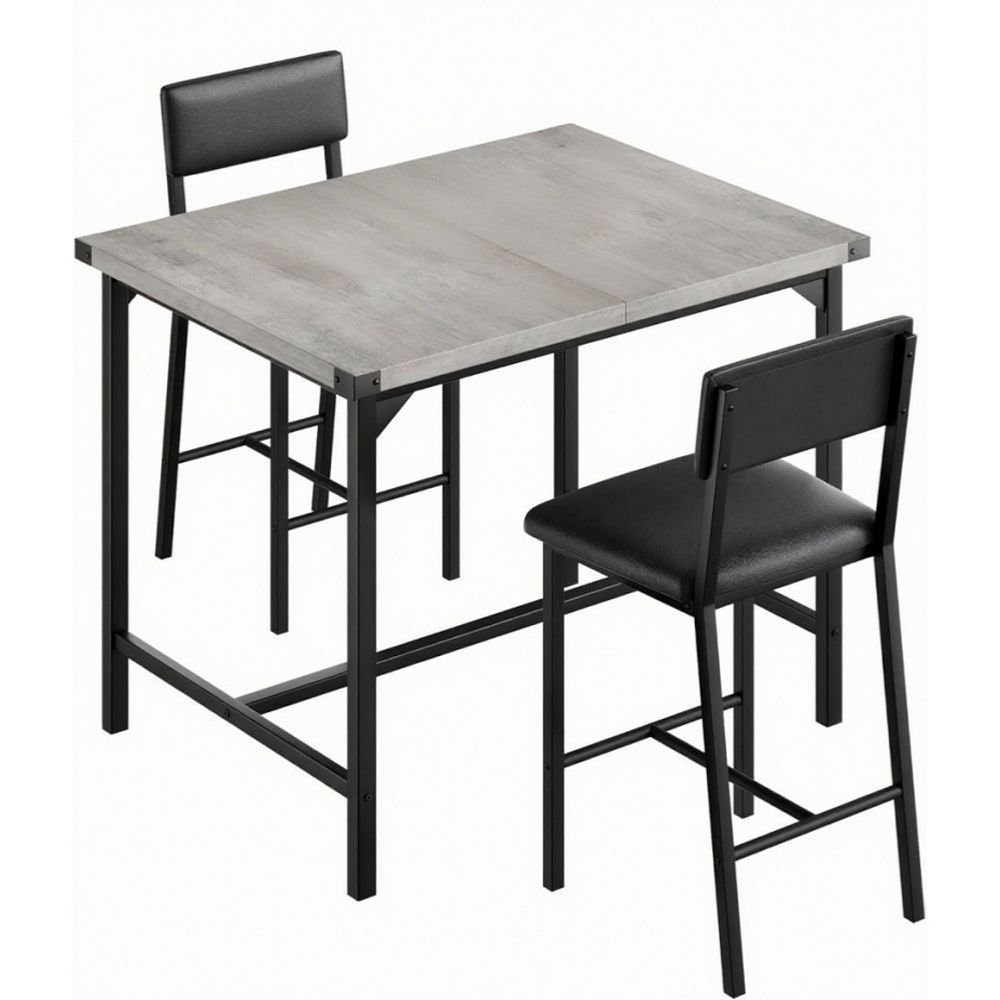 Dining Table Set for 2 W/Footrest & Backrest, Counter Height Table with ...