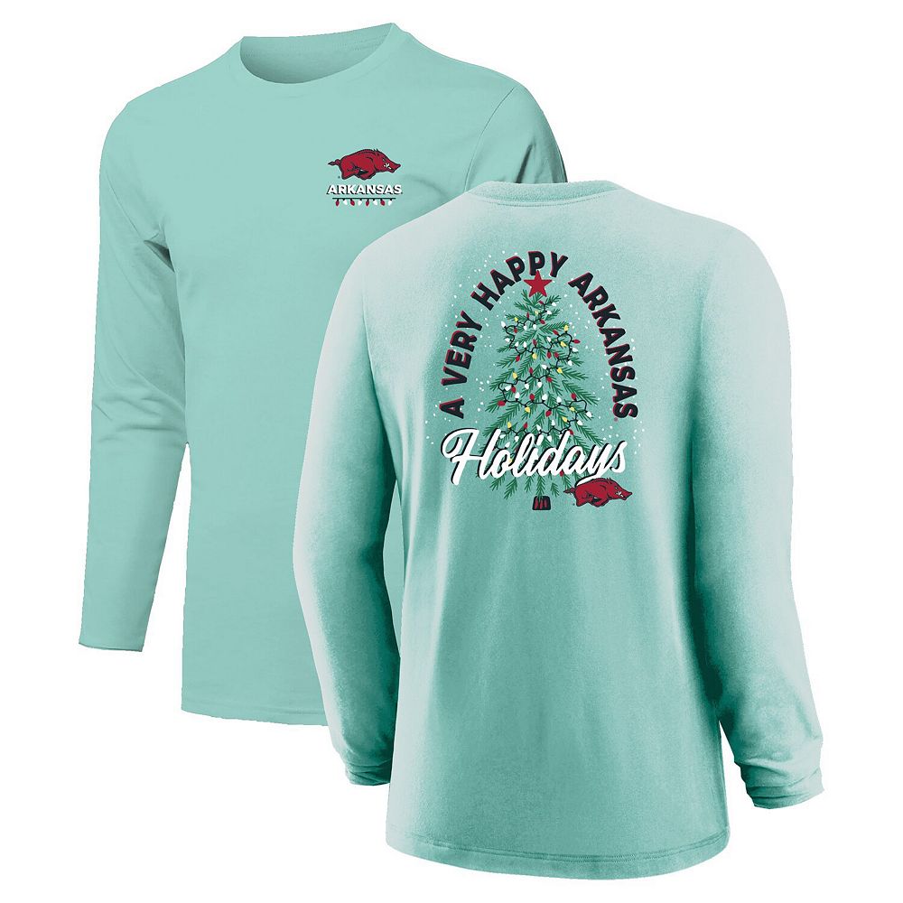 Youth Light Green Arkansas Razorbacks Merry Christmas Tree Long Sleeve ...