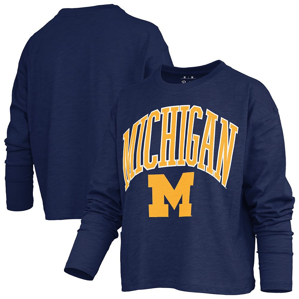 Women's Pressbox Navy Michigan Wolverines Motley Boxy Waist-Length Long ...