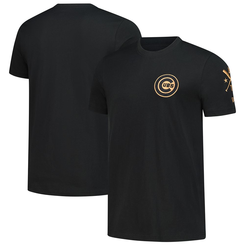 Men's New Era Black Chicago Cubs Bronze Logo with Cross Bats ...
