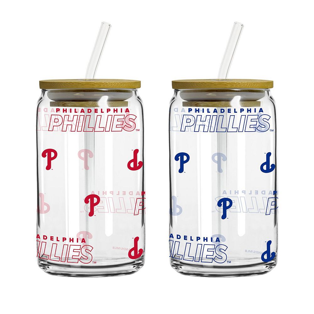 Logo Brands Philadelphia Phillies 16oz. Step And Repeat Glass Can with ...