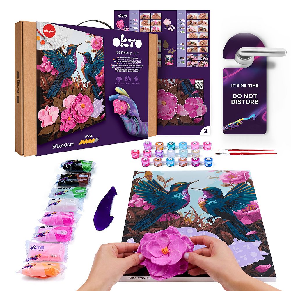 OKTO Air-Dry Clay 3D Painting Kit Kit Hummingbirds (11.8 x 15.7 in)