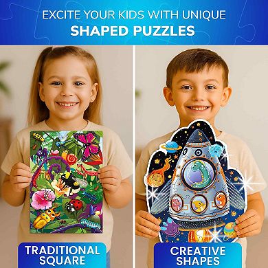 QUOKKA Shaped Puzzles Set of 4 Shimmering 48-Pcs for Kids 3-6 years ...