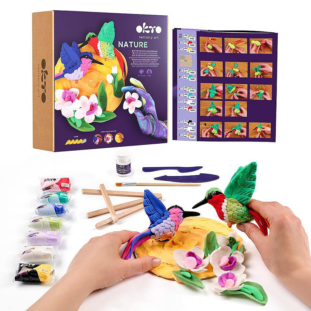 OKTO Air-Dry Clay 3D Painting Kit 3D Hummingbirds (11.4 x 11.4 in)