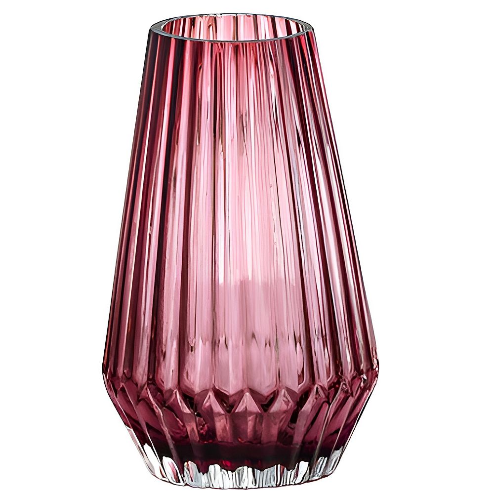 Red Vintage Glass Vase Fluted Design, Elegant Centerpiece for Home or ...