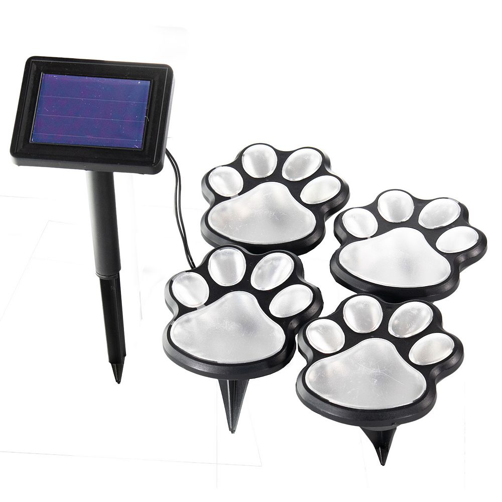Solar Dog Paw LED Pathway Lights - Weatherproof 4 Pack for Garden ...