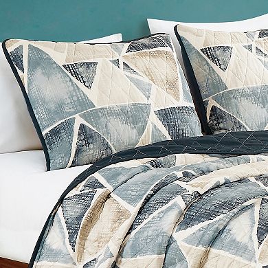 ESCA Blue Triangle Quilt Set