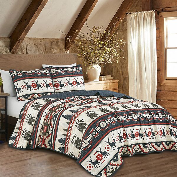 ESCA Animal Print Navy Quilt Set