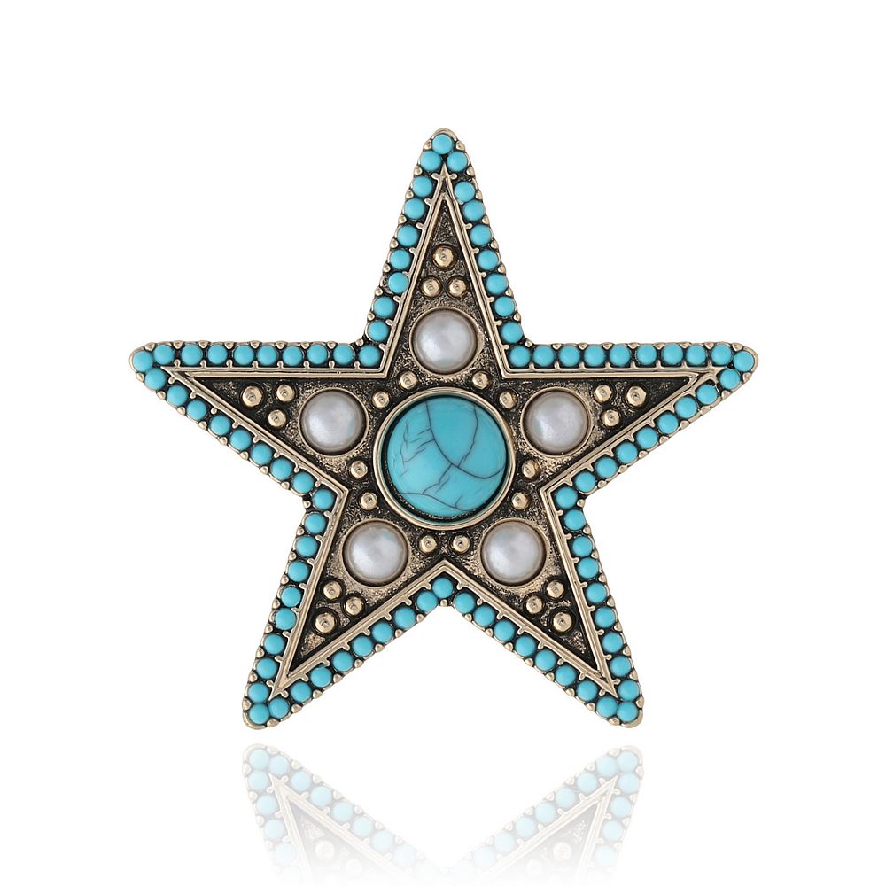 Jessica Simpson 20th Anniversary Turquoise Star Pin with Crystal Accents