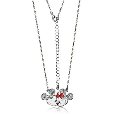 Disney Minnie Mouse and Mickey Mouse Necklace - 16"+3" Crystal Pendant