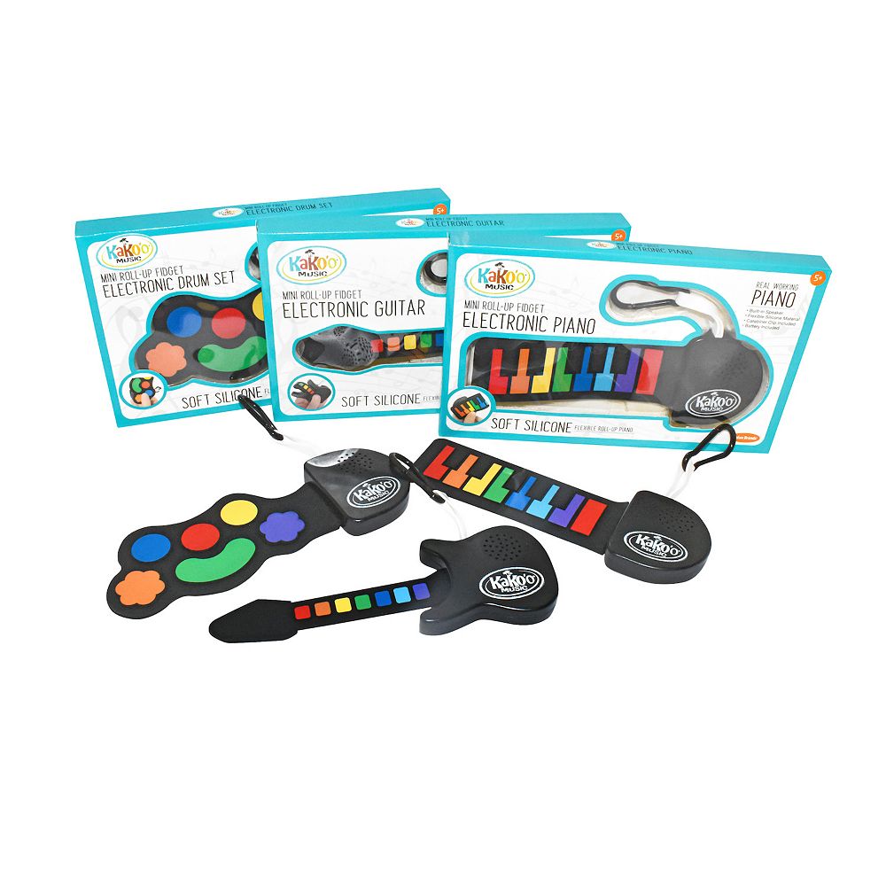 KaKo'o Mini Silicone Keychain Instruments 3pk Bundle (Keyboard, Guitar ...