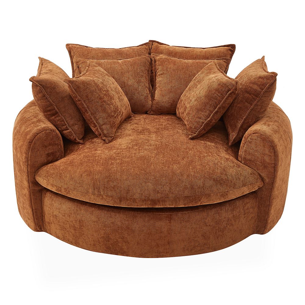 Whisen Round Chaise Sofa Loaf Sofa Boneless Round Couch, Full ...