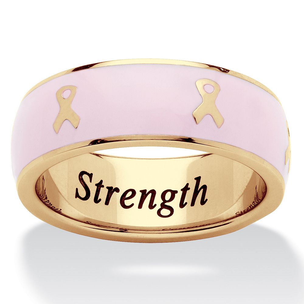 PalmBeach Jewelry Breast Cancer Awareness Pink Enamel Inscribed Ribbon ...