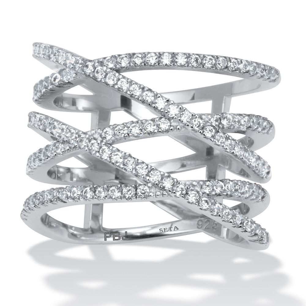 PalmBeach Jewelry 0.55 TCW Round Cubic Zirconia Sterling Silver Five ...