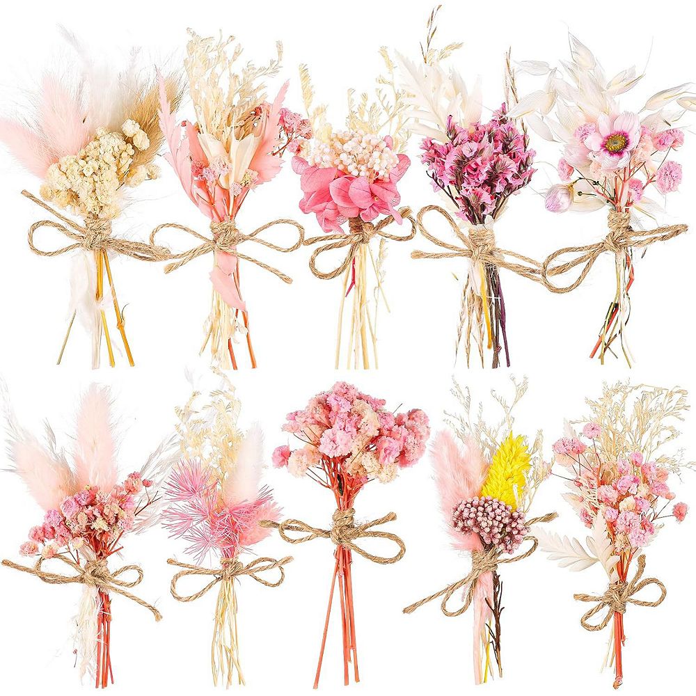 10 Pack Mini Dried Flower Bouquets Pink Series Natural Small Dry ...