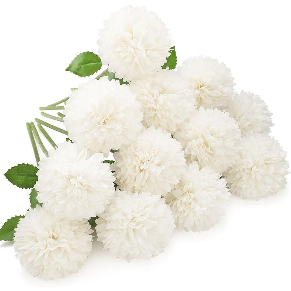 12pcs Artificial Chrysanthemum Ball Flowers Silk Hydrangea Bridal ...