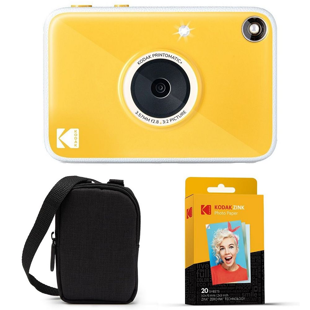 KODAK Printomatic+ Instant Camera Bundle with Black Case & 20-Pack Zink ...
