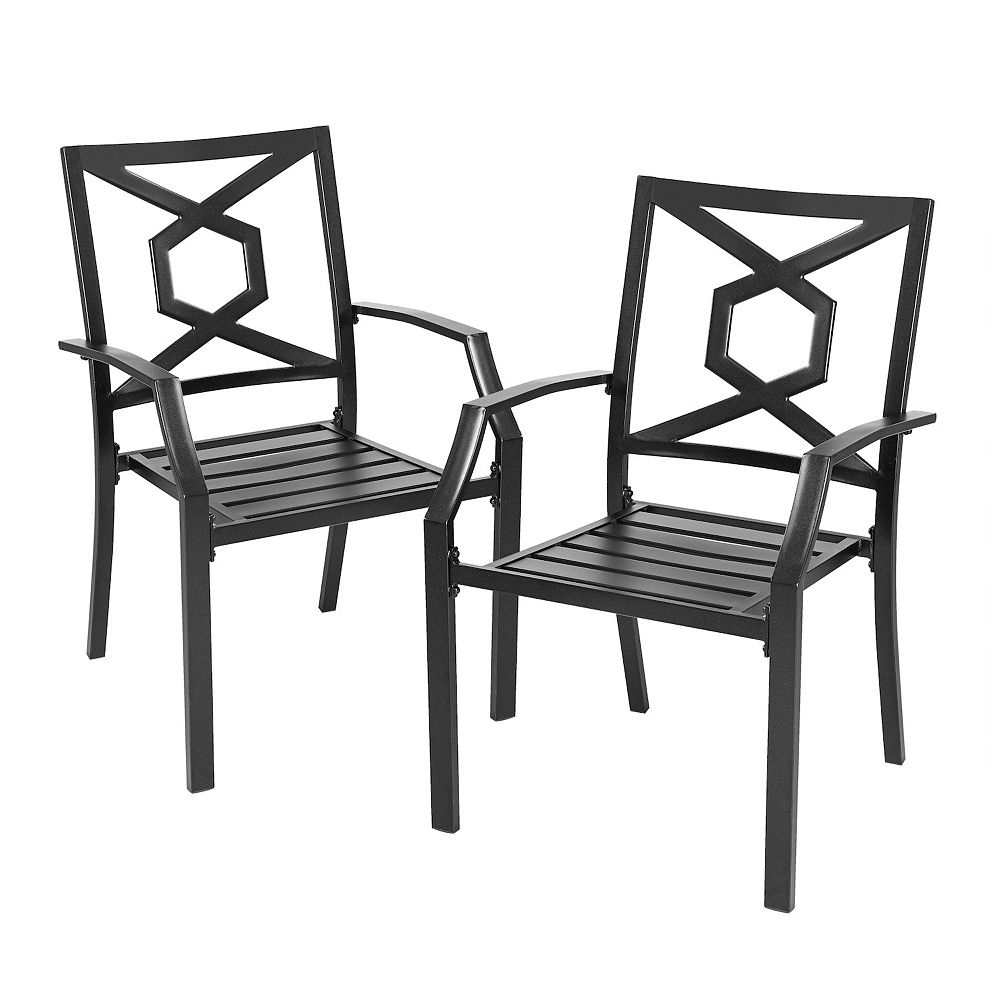 Outdoor Patio 2-Piece Chair Set, Weather-Resistant Iron Frame, Powder ...