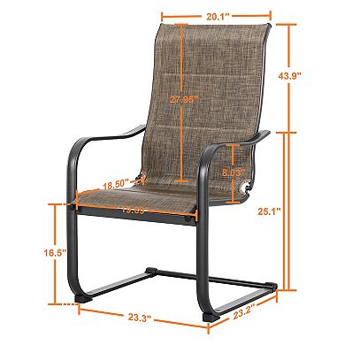 Outdoor 2-Peice C-spring Motion Dining Chairs, Textilene Fabric, Iron ...