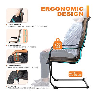 Outdoor 2-Peice C-spring Motion Dining Chairs, Textilene Fabric, Iron ...