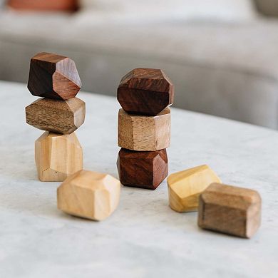 Upcycled Wood Stacking Stones - Set of 9