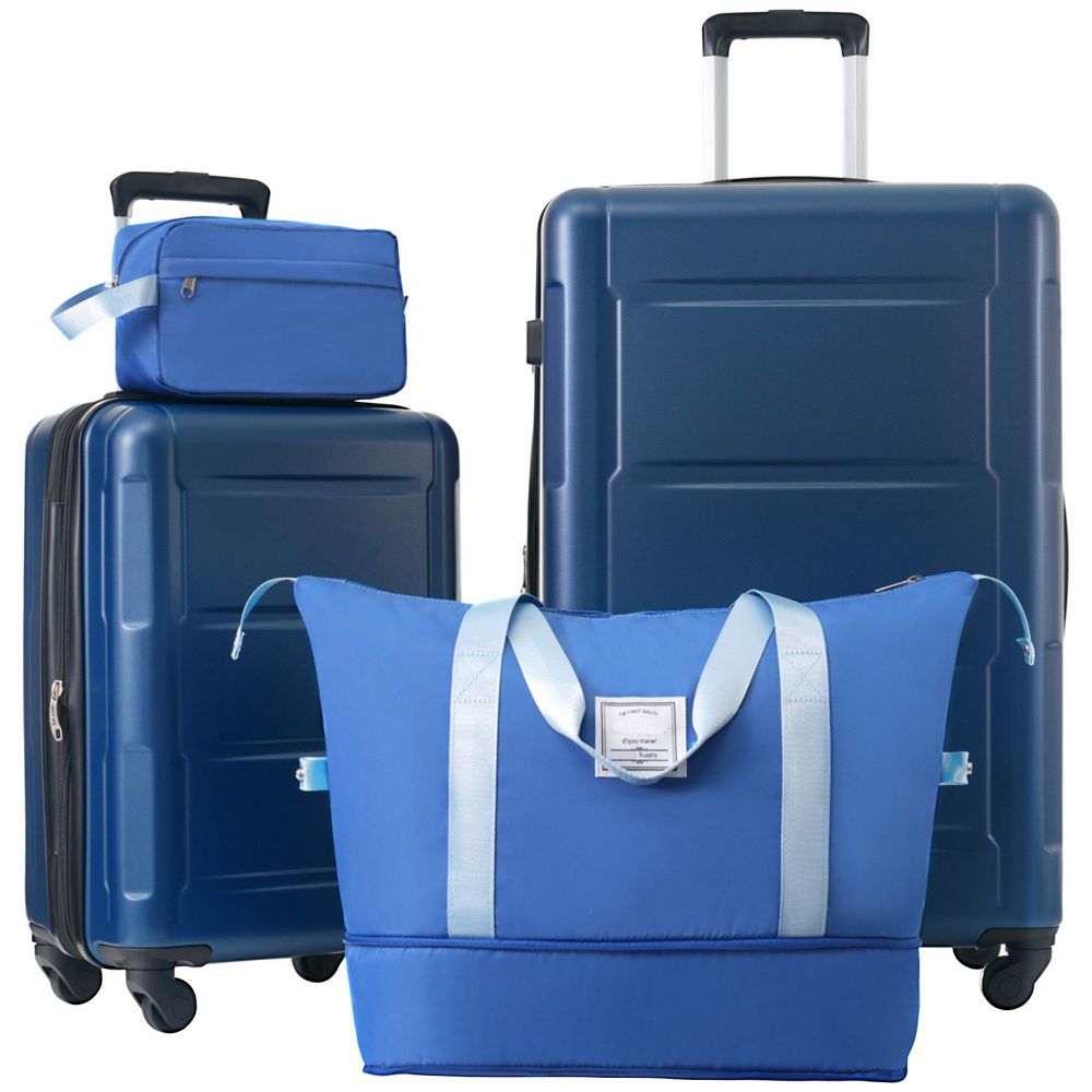 4-Piece Spinner Luggage Set with Tote Bags - 20inch+28inch