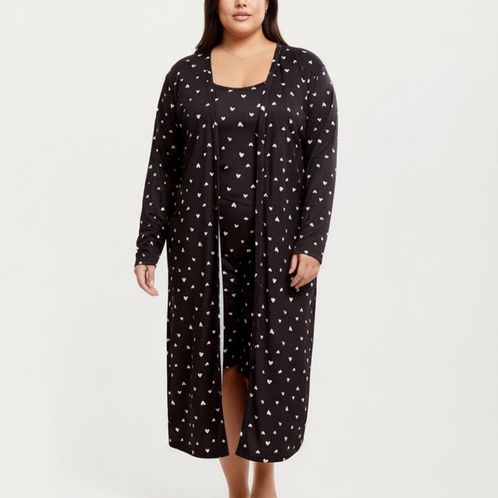 Women' s 2-Piece Set Heart Print Longline Duster and Matching Tank ...