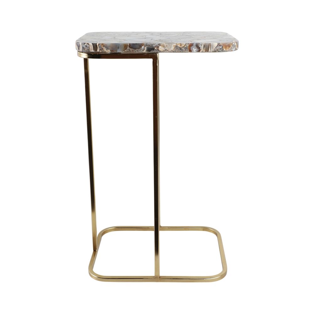 15 in. Rectangle Stone Agate Top Contemporary End Table