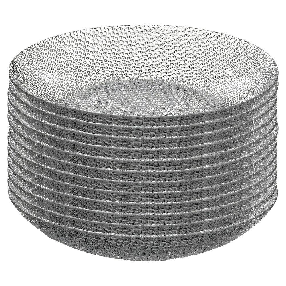 Textured Pebble-Style Clear Glass Soup Plates, 8-Inch Round Set of 12 ...
