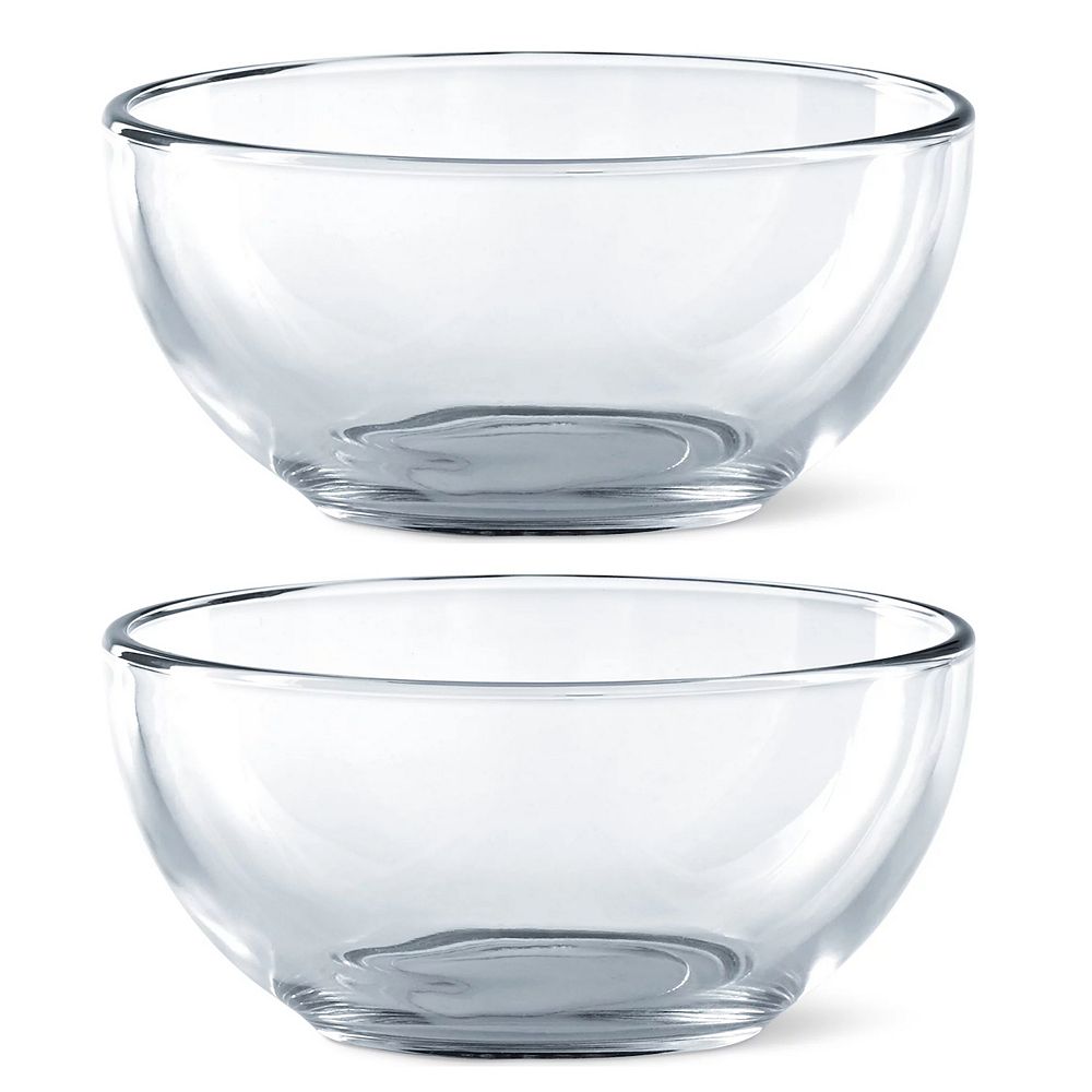 Clear 6" Glass Kitchen Bowls for Mixing, Prep & Everyday Meals - Set of 2